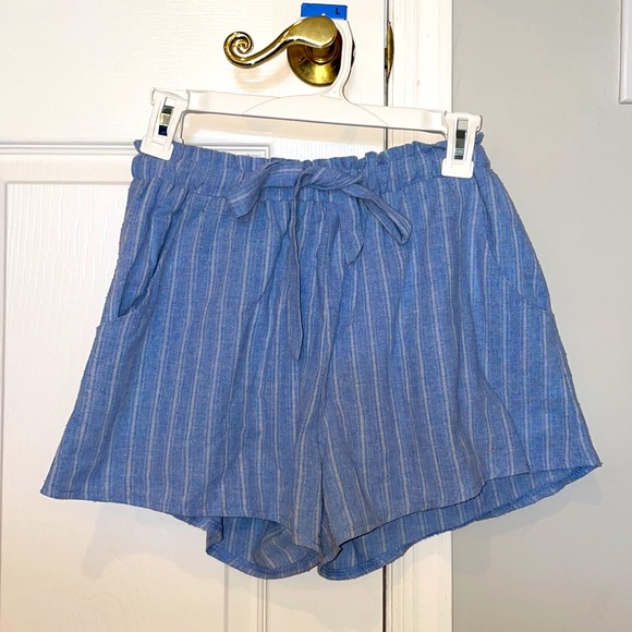 One Way | Shorts | Pinstripe Blue White Paper Bag Shorts | Poshmark